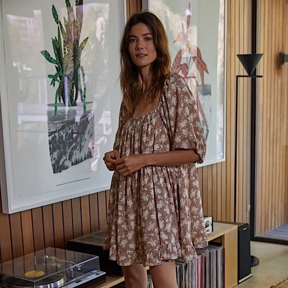 Vinnie Louise | Dresses | Nwt Vinnie Louise Square Neck Dakota Floral Babydoll Dress Size Medium ...